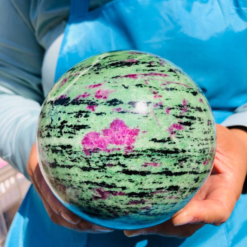 Natural Ruby Zoisite Crystal Sphere Anyolite Healing Gemstone Ball for ...
