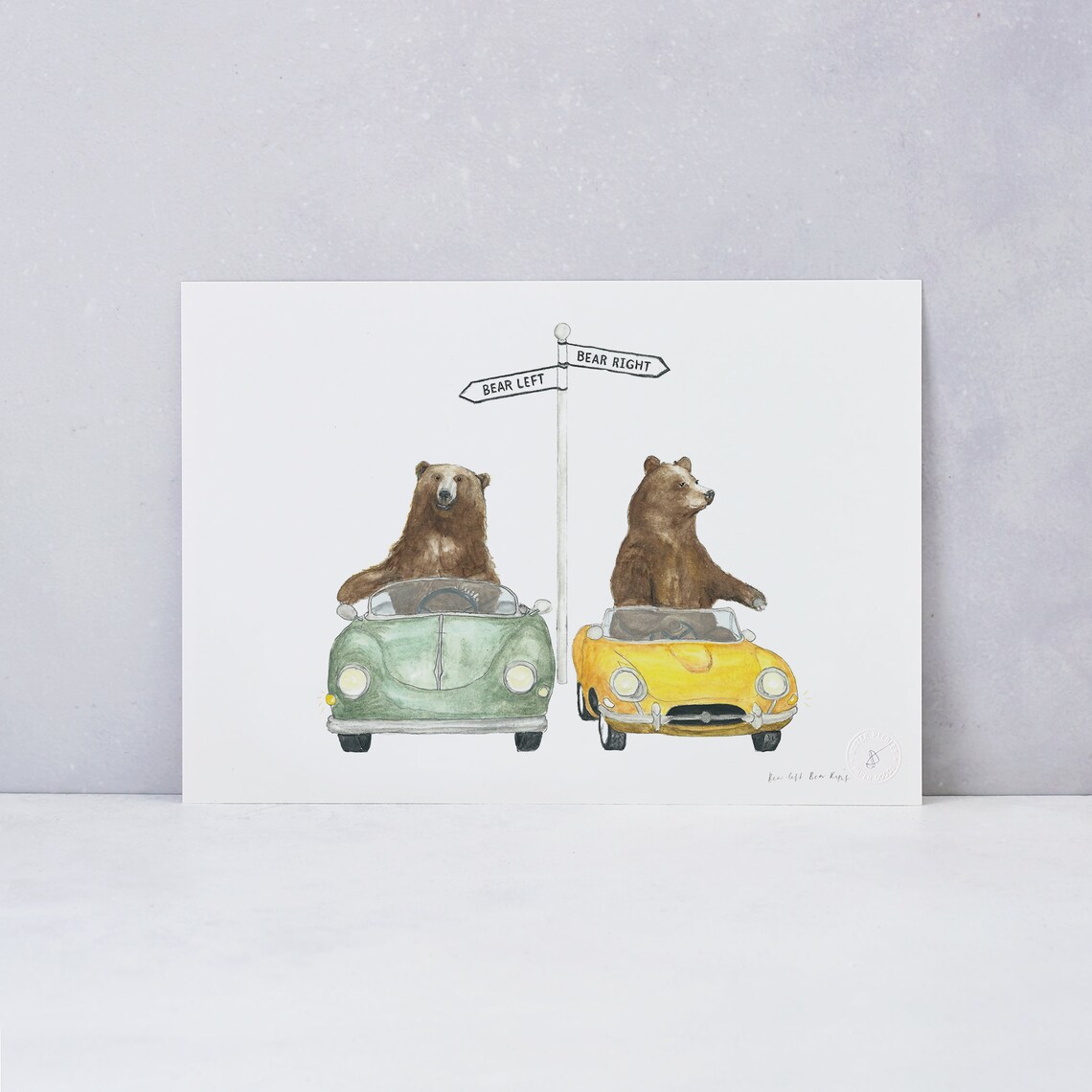 Bear Left Bear Right Print Road Trip Wall Art Bear Pun | Etsy