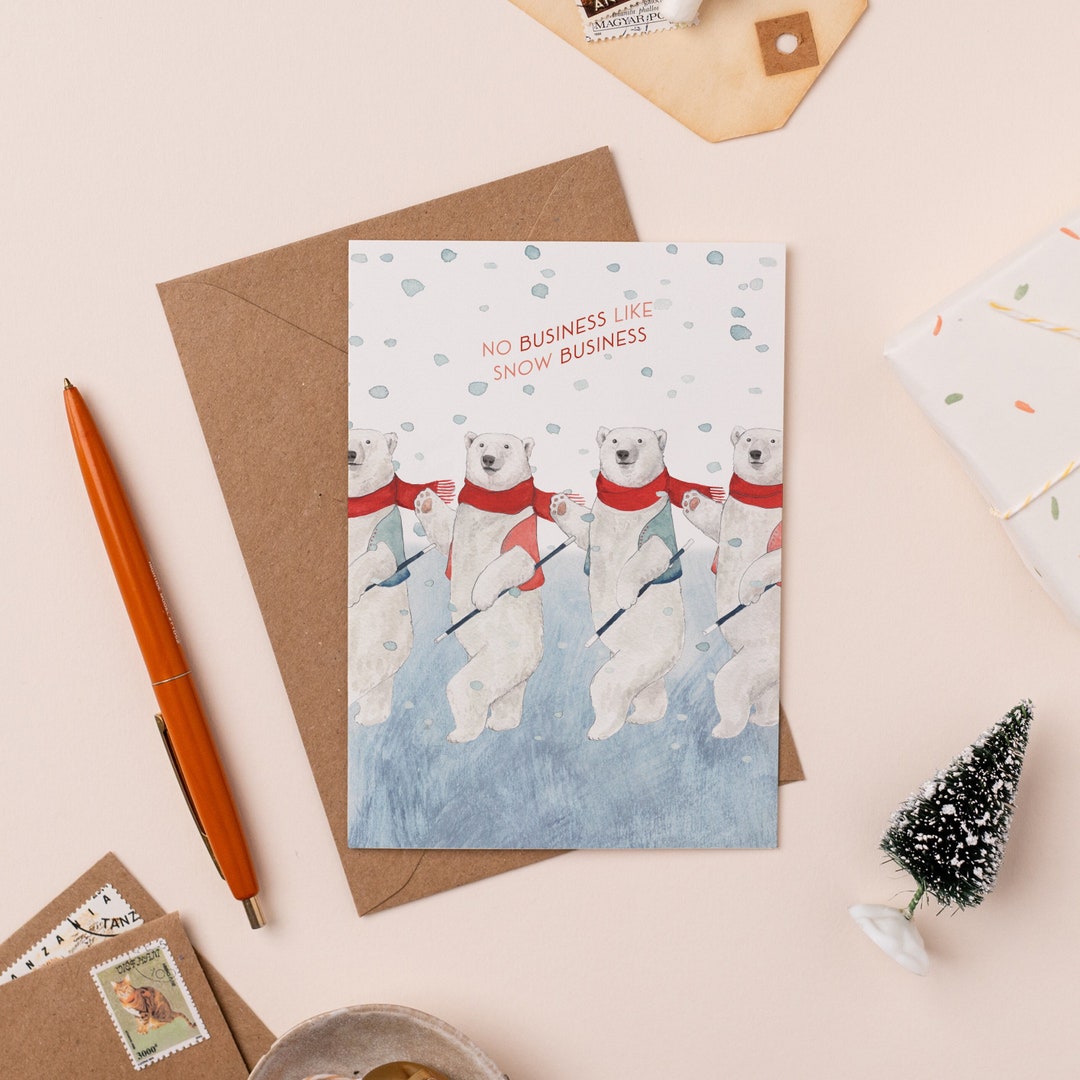 Snow Business Christmas Card: Funny Polar Bear Pun - Etsy