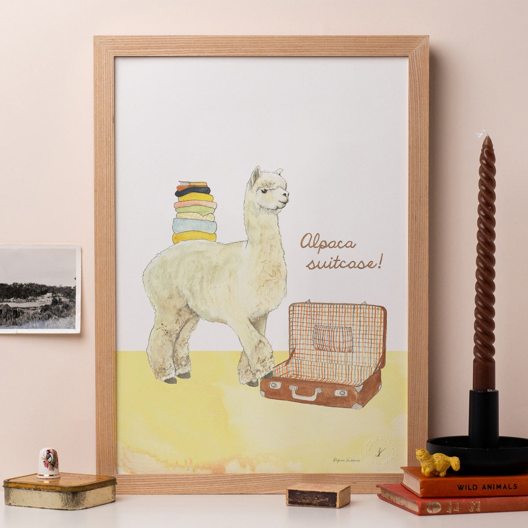 Alpaca Suitcase Print | Funny Animal Art | Animal Wall Art | Alpaca ...