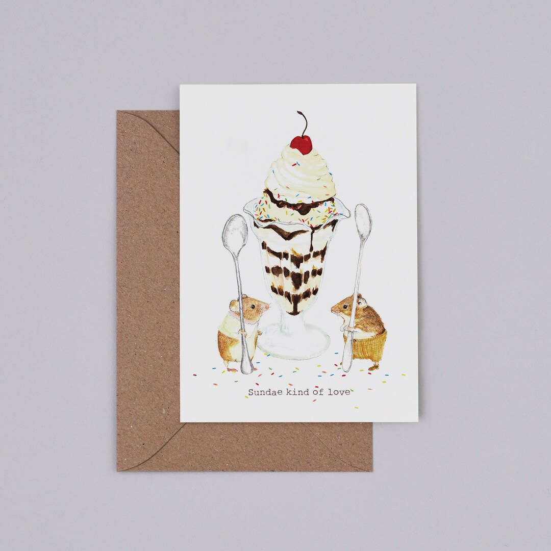Sundae Kind of Love Greetings Card Cute Mice Love Card Sunday Kind of ...