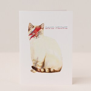 David Meowie Card: Funny Cat Drawing, Bowie Pun Greetings Card - Etsy