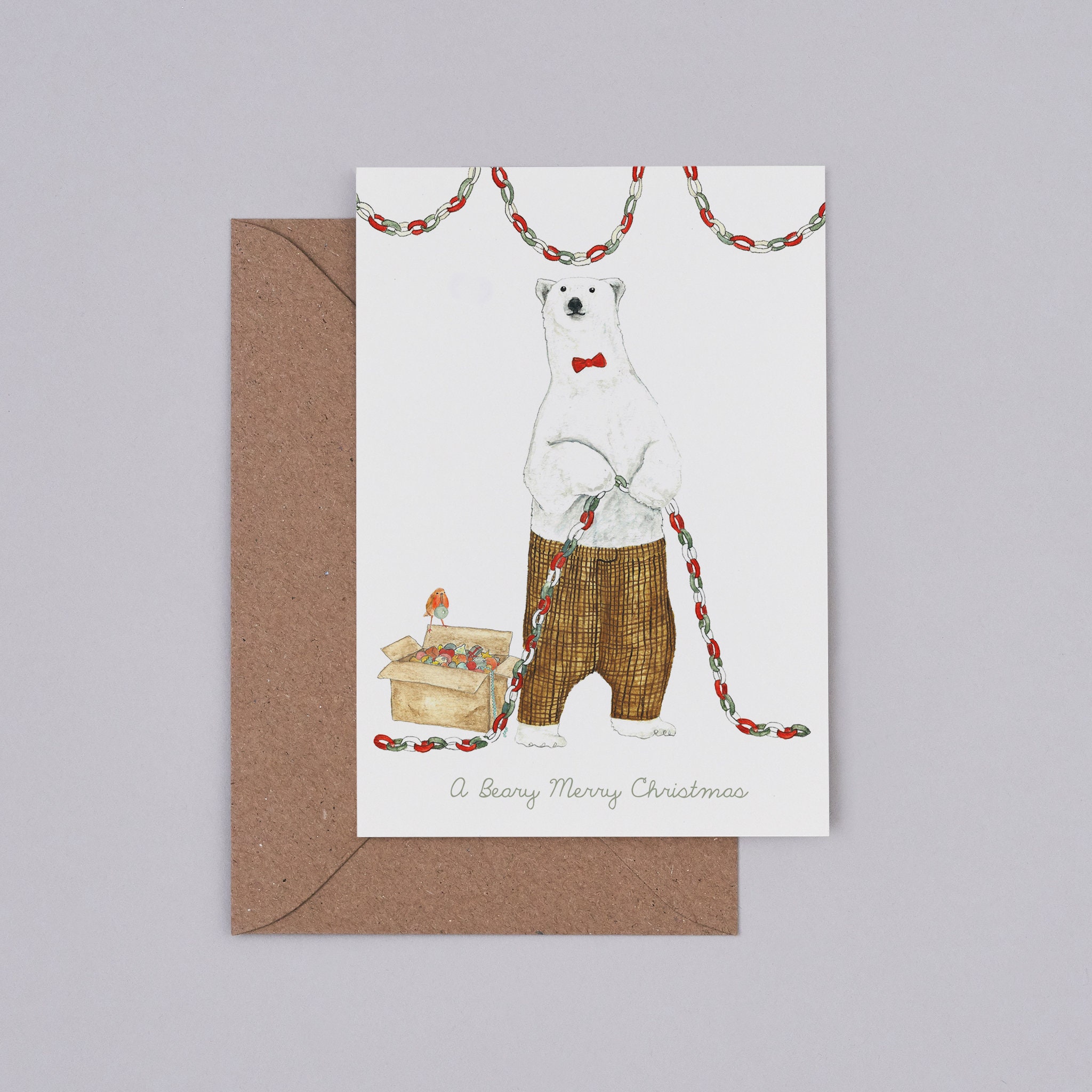 Beary Merry Christmas Card Cute Holiday Card Polar Bear - Etsy