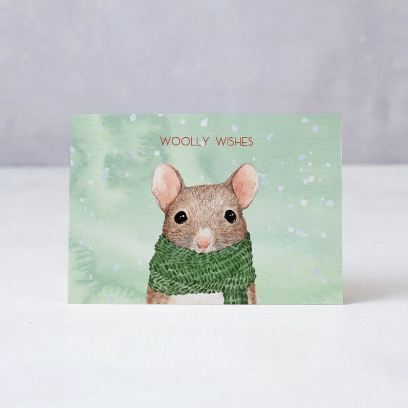 Woolly Wishes Christmas Card Pack Cute Animal Holiday Cards | Etsy