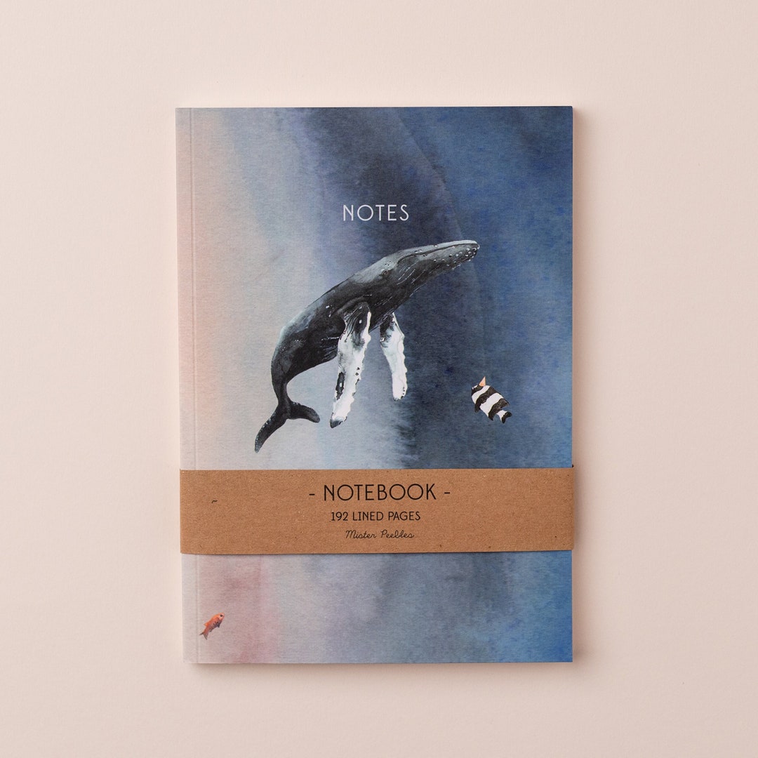 Whale Notebook | Illustrated Animal Notebook | Whale and Fish ...