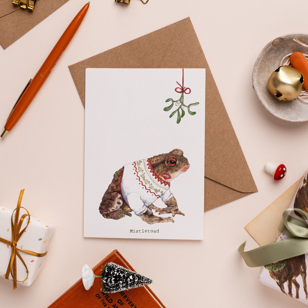 Mistletoad Christmas Card | Cute Mistletoe Pun | Funny Toad ...