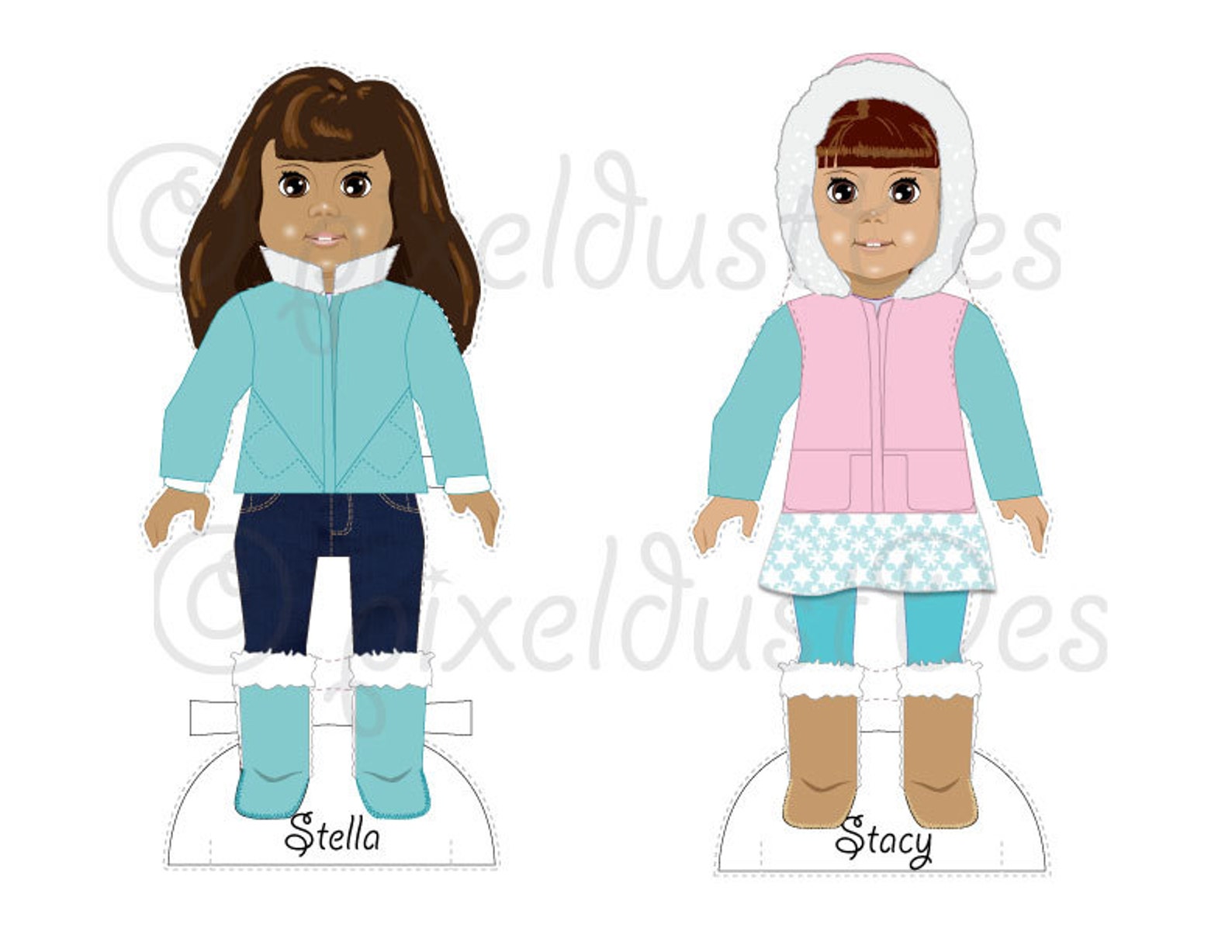 Stacy and Stella Printable Paper Dolls - Winter Clothes and Accessories ...