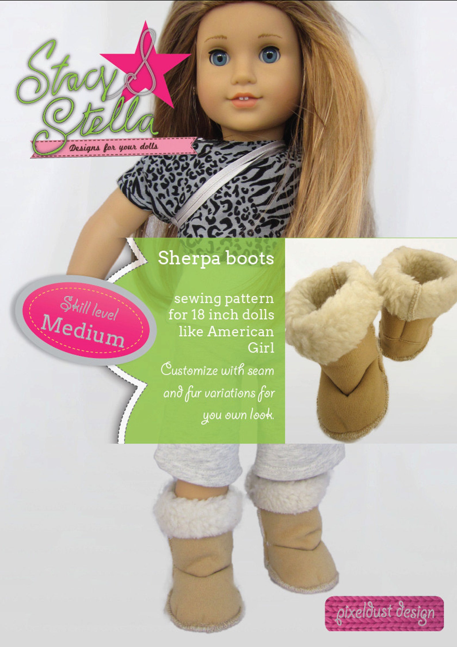 Sherpa Boots PDF Sewing Pattern for 18 Inch Dolls Like American Girl ...