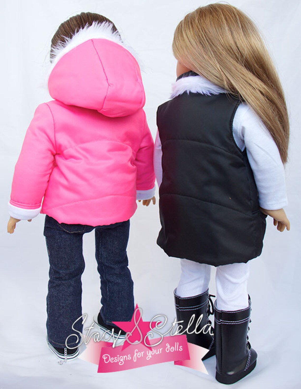 Puffer Jacket and Vest Bundle Doll Clothes Pattern for 18 Inch American ...
