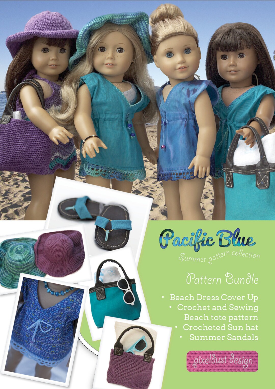 Pacific Blue PDF Pattern Collection for 18 Inch Dolls Like American ...