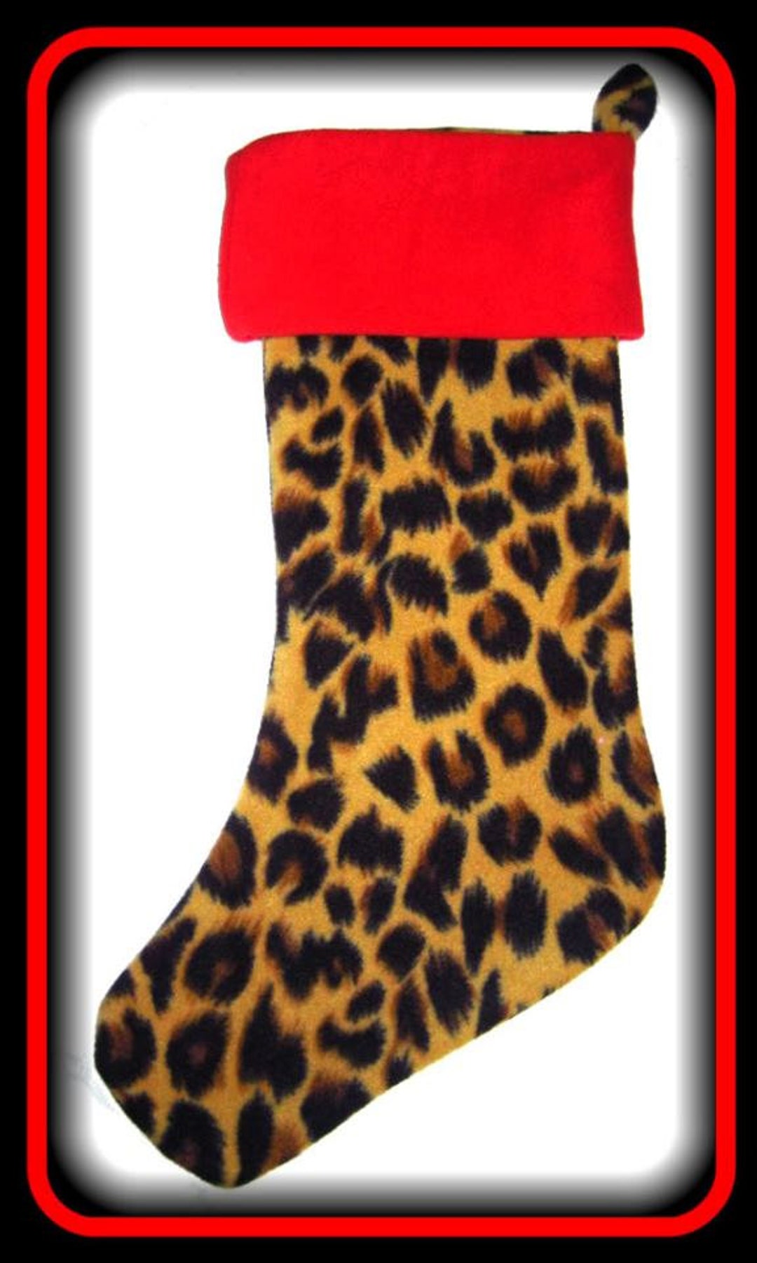 Brown & Black Animal Print Cheetah Leopard Holiday Christmas Stocking W ...