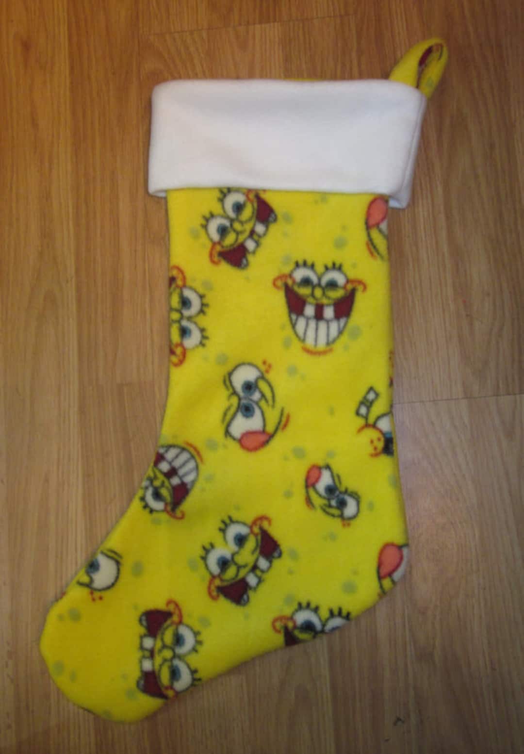 New Nickelodeon Spongebob Print Holiday Christmas Stocking W/ White ...