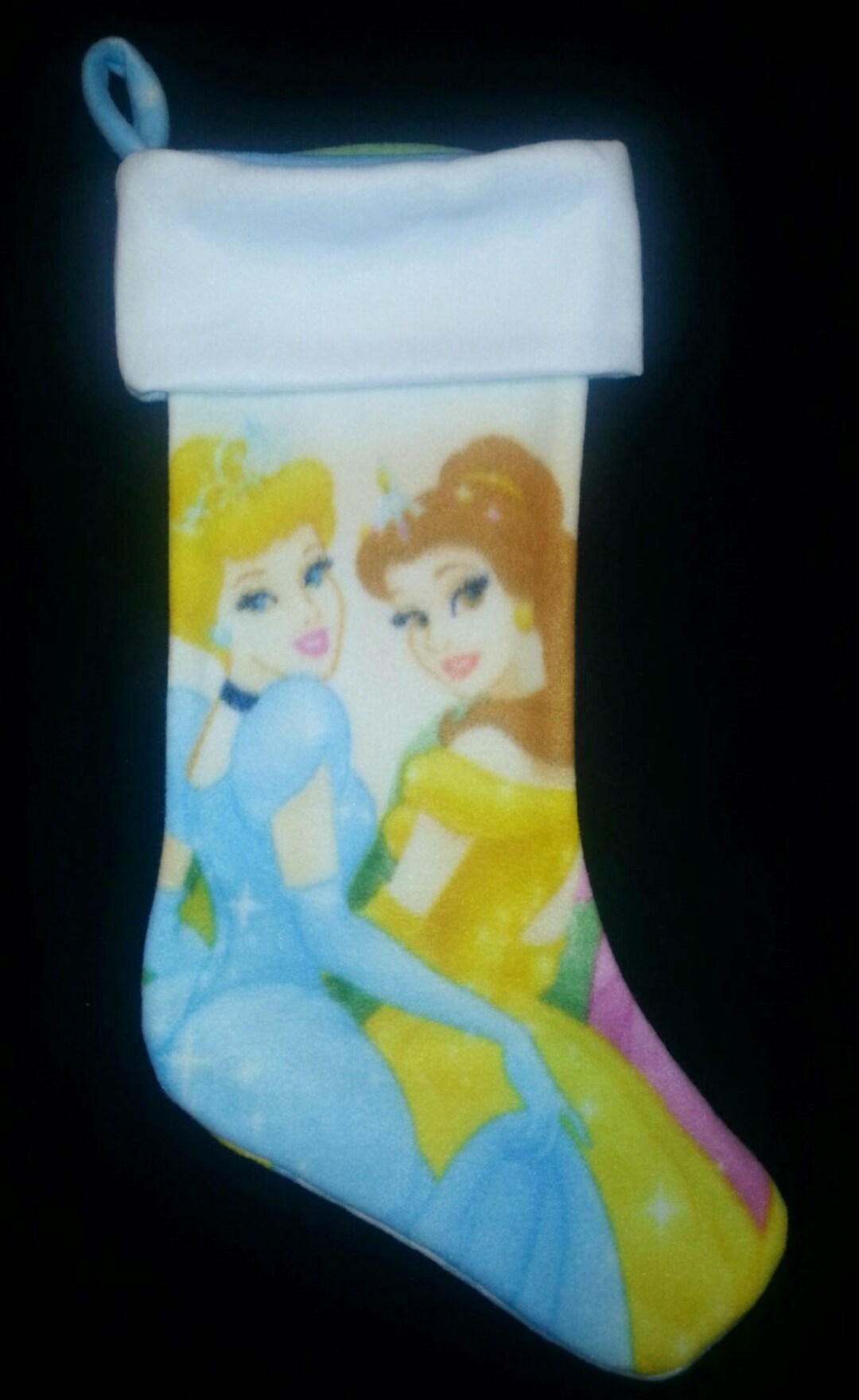 Disney Princess Cinderella & Belle Holiday Christmas Stocking W/ White ...