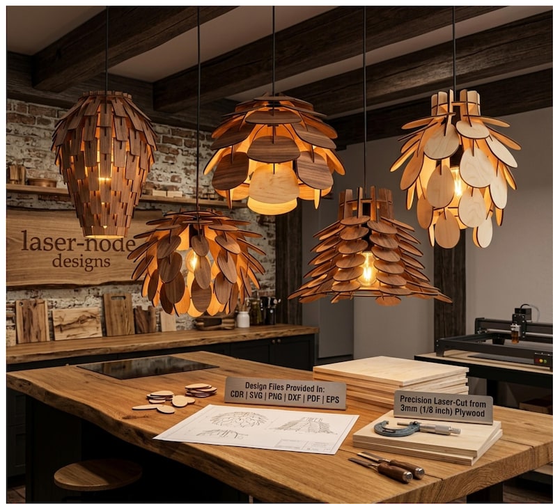80+ Laser Cut Lamp Bundle: Wooden Lantern SVG Glowforge 3D Design - Etsy