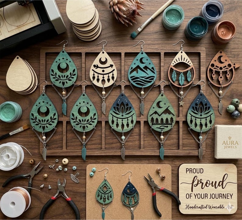 Boho Earring SVG Bundle: Laser Cut Wood & Acrylic Dangle Files - Etsy