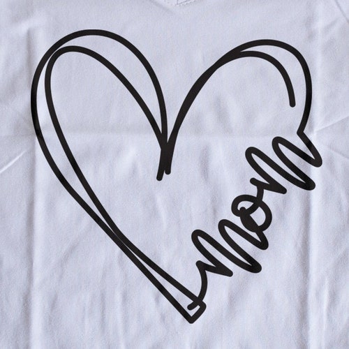 Mom Heart Line Cut File Heart SVG Instant Download PNG | Etsy