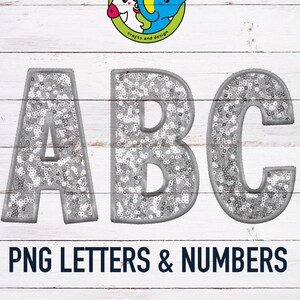 Bold Embroidery Sparkle Letters | Silver | High Res PNG | Alpha Pack ...