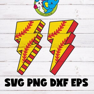 Softball Lightning Bolt SVG Solid & Stripes Cricut Cut File Sublimation ...