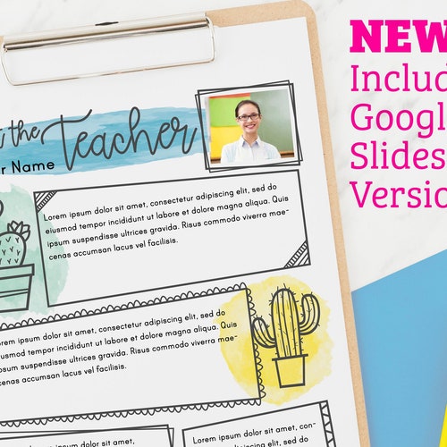 Cactus Meet the Teacher Flyer Google Slides Instant - Etsy