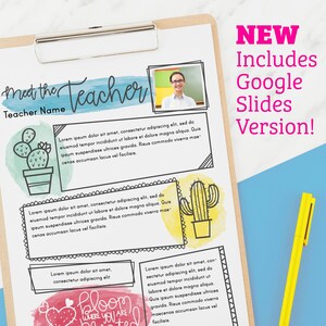 Cactus Meet the Teacher Flyer - Google Slides - Instant Download ...