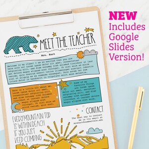 Mountains Meet the Teacher Flyer - Bonus Sign in Sheet - Google Slides ...