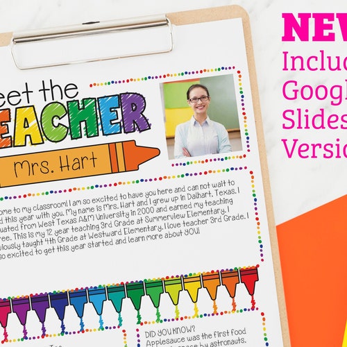 Crayon Meet the Teacher Flyer Google Slides Instant - Etsy