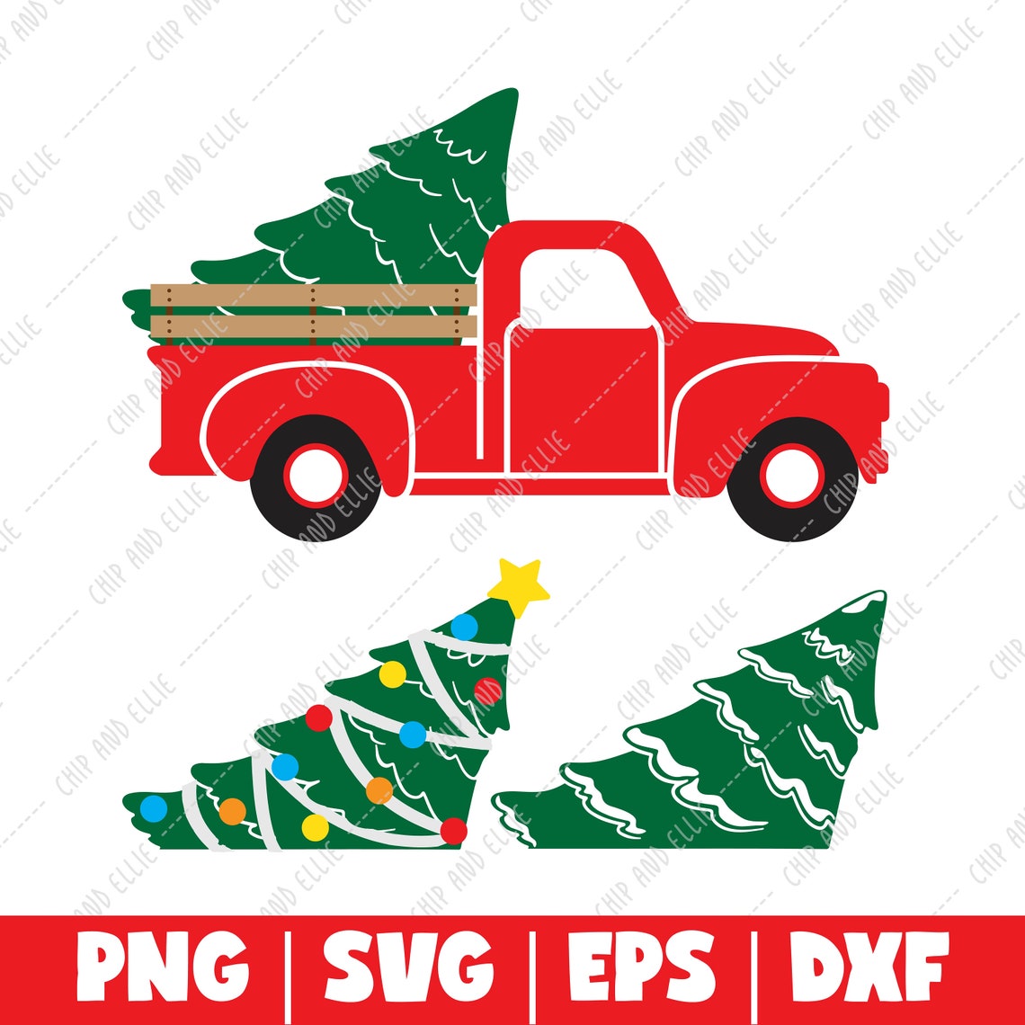 Vintage Truck With Christmas Tree PNG DXF SVG Cut File | Etsy