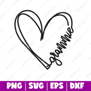 Grammie Heart Line Cut File Grammie Heart SVG Instant Download PNG DXF ...