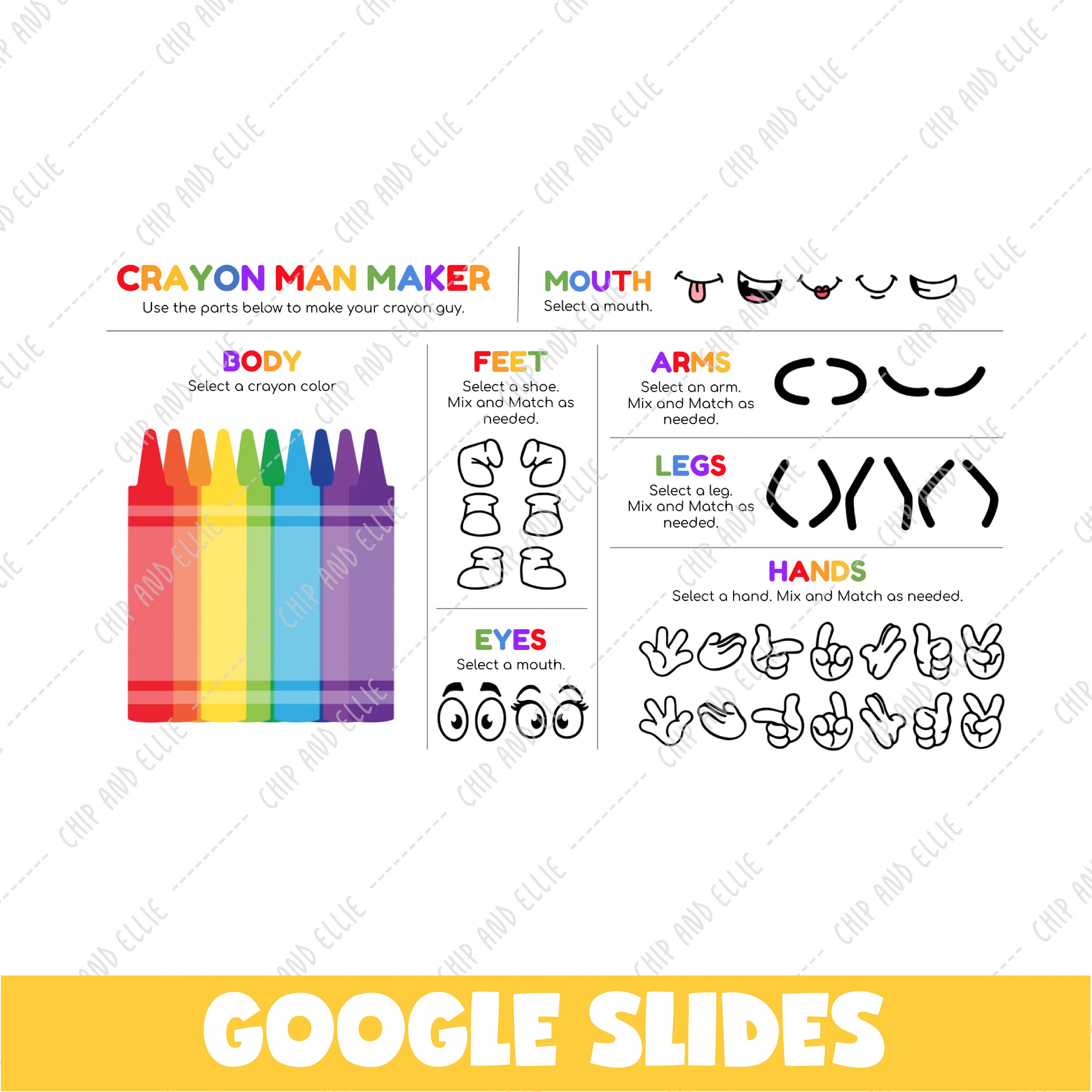 Crayon Person Maker Teacher Resources Google Slides PNG - Etsy