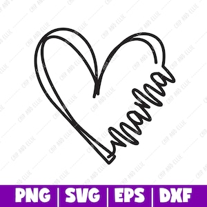 Mama Heart Line Cut File | Heart SVG | Instant Download | PNG Dtf Eps ...