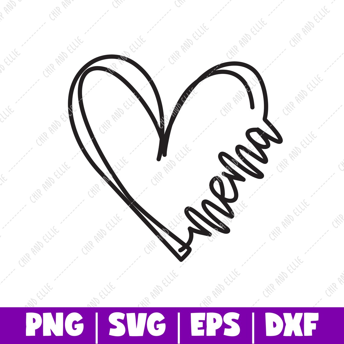 Mema Heart Line Cut File Heart SVG Instant Download PNG - Etsy