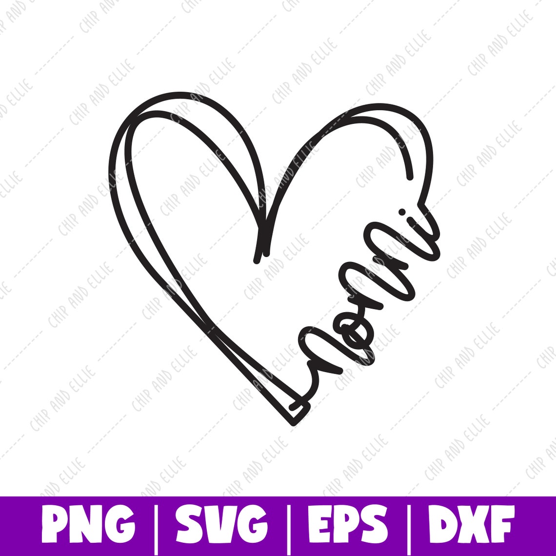 Nonni Heart Line Cut File Heart SVG Instant Download PNG - Etsy Canada