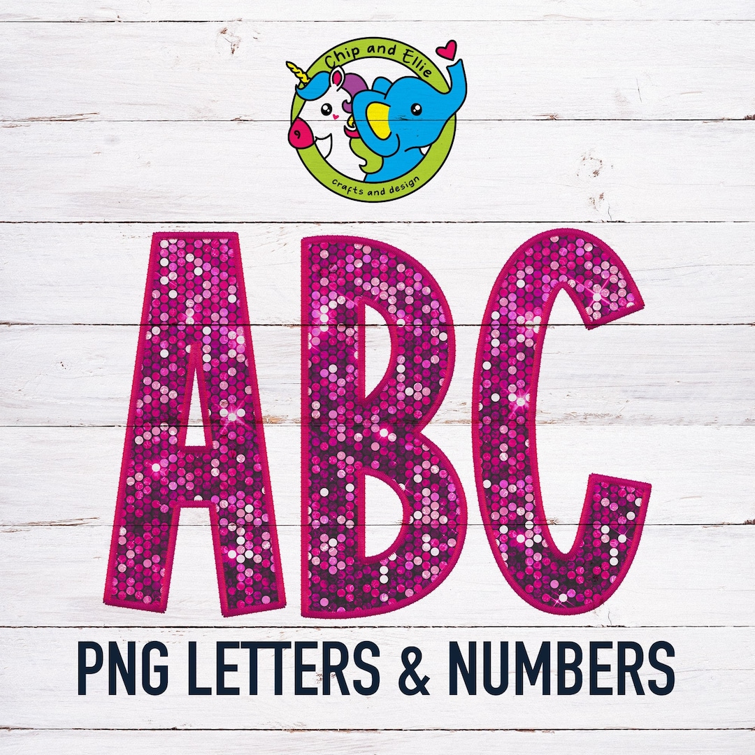 Embroidery Sparkle Letters | Pink | High Res PNG | Alpha Pack | Faux ...