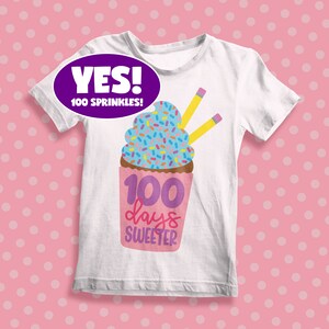 100 Days Sweeter Cupcake 100 Days Svg 100th Day of School Svg Kid Shirt ...