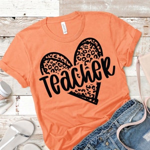 Teacher Leopard Heart Svg | Animal Print Heart | Teacher Appreciation ...
