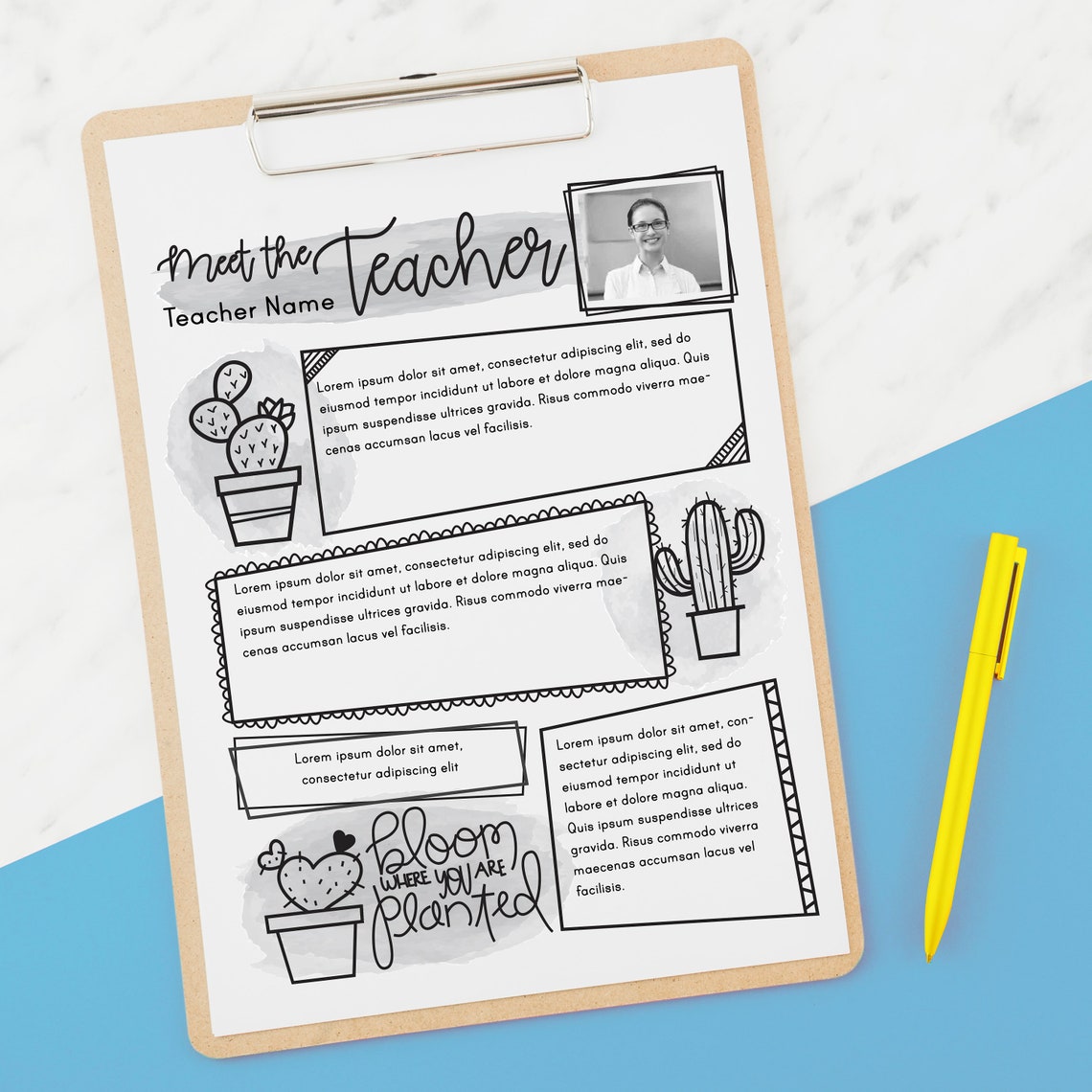 Cactus Meet the Teacher Flyer Google Slides Instant | Etsy