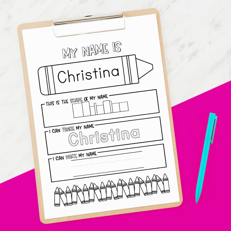 Write My Name Worksheets 30 Students Edit Now Instant | Etsy