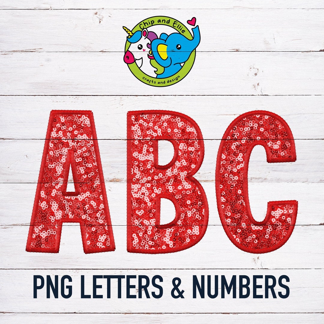 Bold Embroidery Sparkle Letters | Red | High Res PNG | Alpha Pack ...