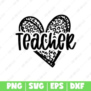 Teacher Leopard Heart Svg | Animal Print Heart | Teacher Appreciation ...