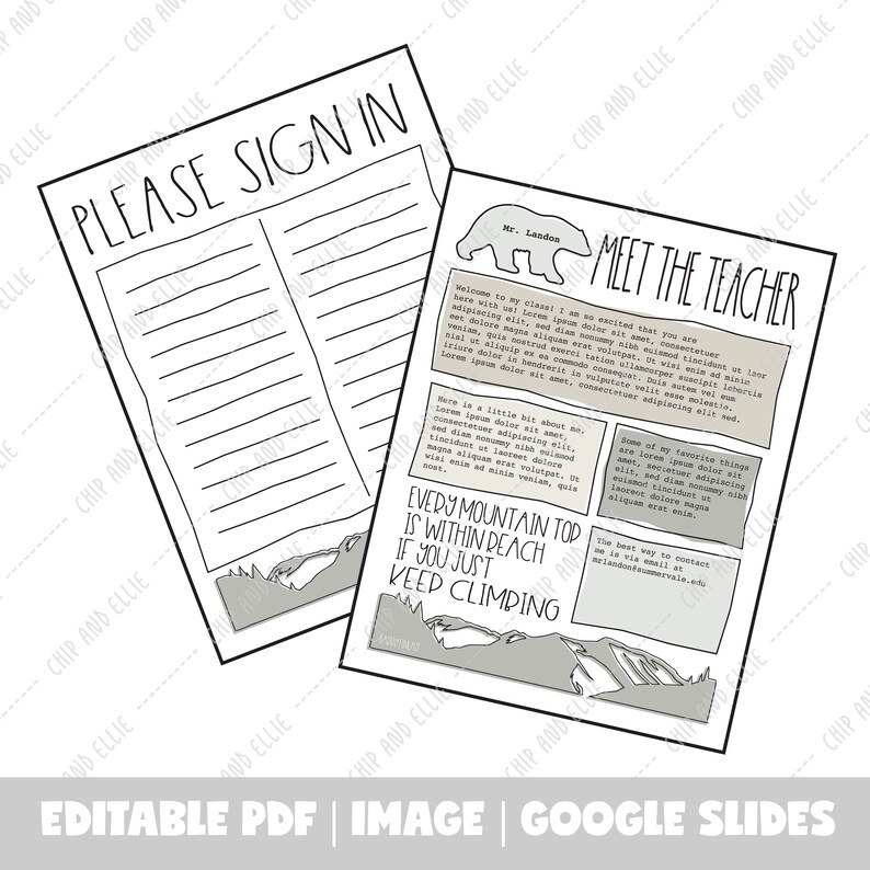 Mountains Meet the Teacher Flyer Bonus Sign in Sheet | Etsy