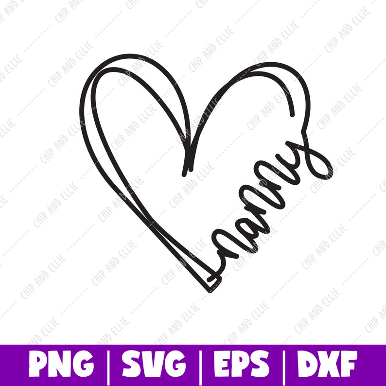 Nanny Heart Line Cut File Heart SVG Instant Download PNG - Etsy