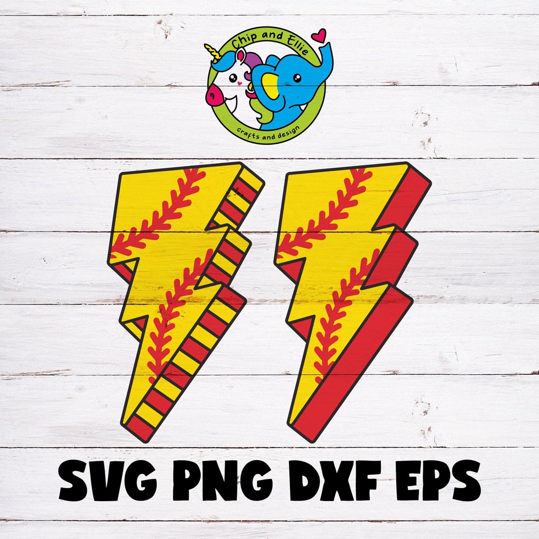 Softball Lightning Bolt SVG | Solid & Stripes | Cricut Cut File ...