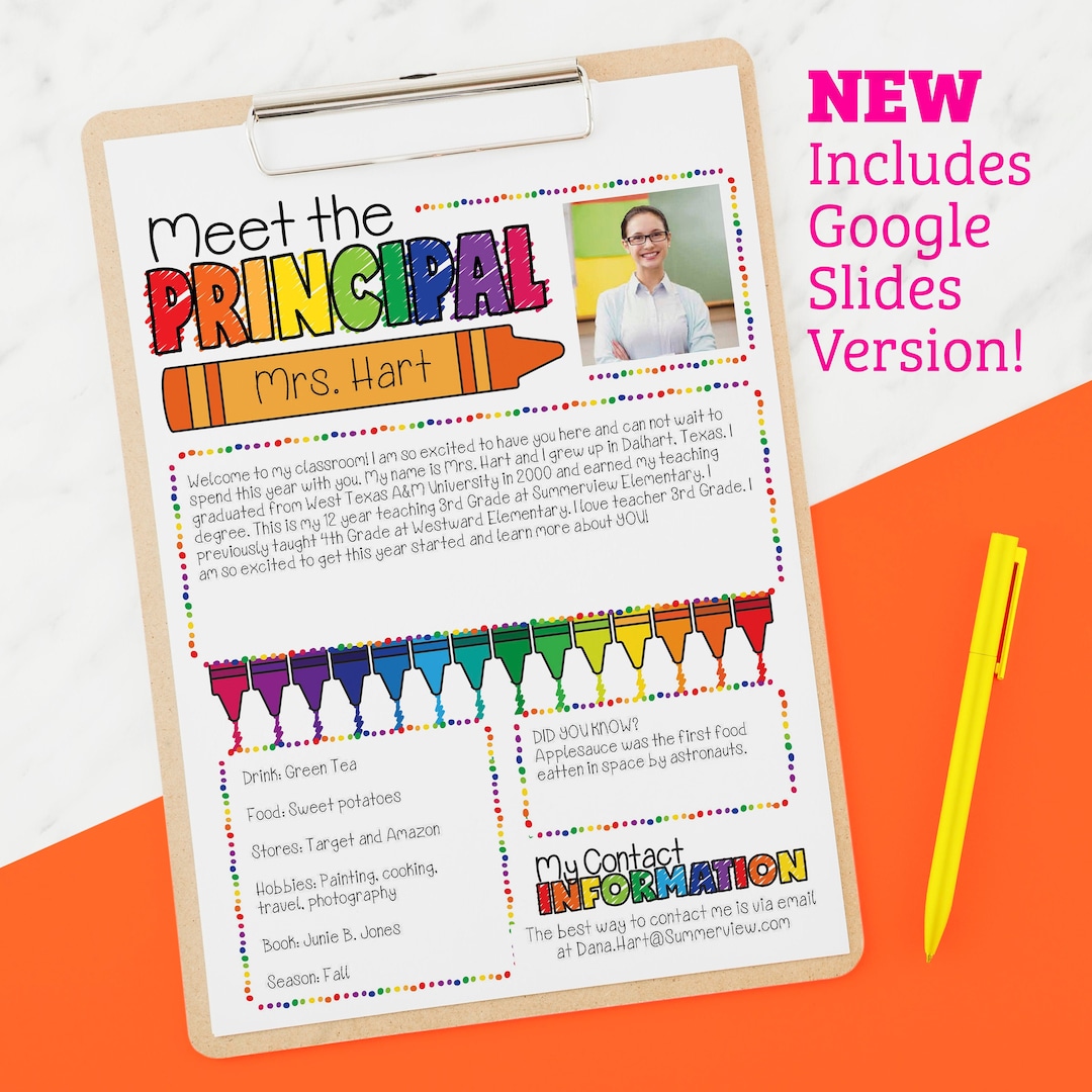 Crayon Meet the Principal Flyer - Google Slides - Instant Download ...
