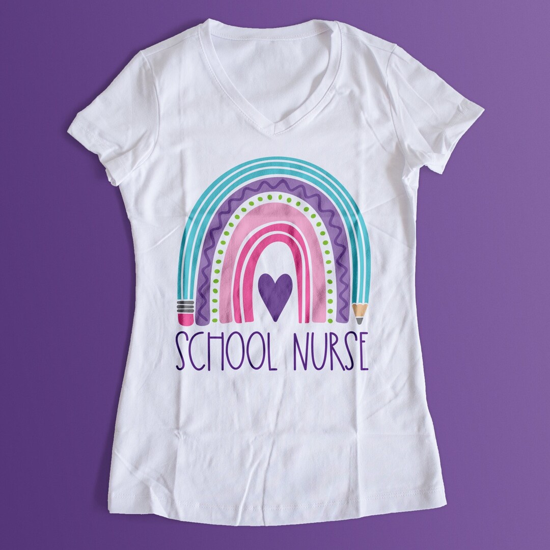 School Nurse Svg | Rainbow Heart Pencil | Nurse Appreciation Day | Dtf ...