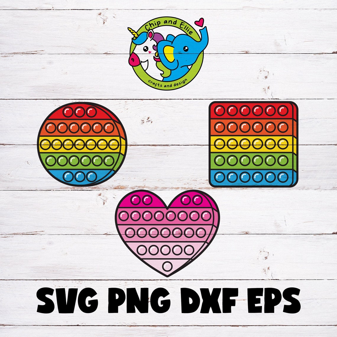 Set of 3 Poppers SVG Heart Circle Square PNG DXF Eps | Etsy