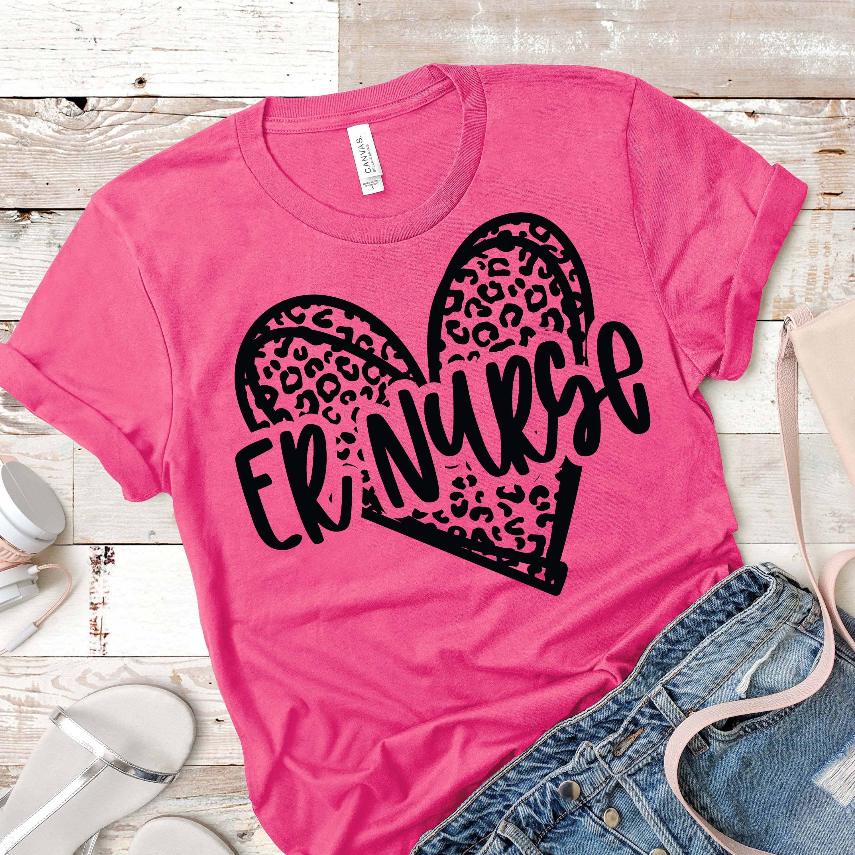 ER Nurse Leopard Heart Svg Animal Print Heart Nurse - Etsy