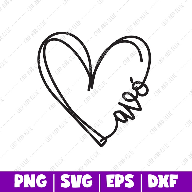 Avo Heart Line Cut File Heart SVG Instant Download PNG | Etsy