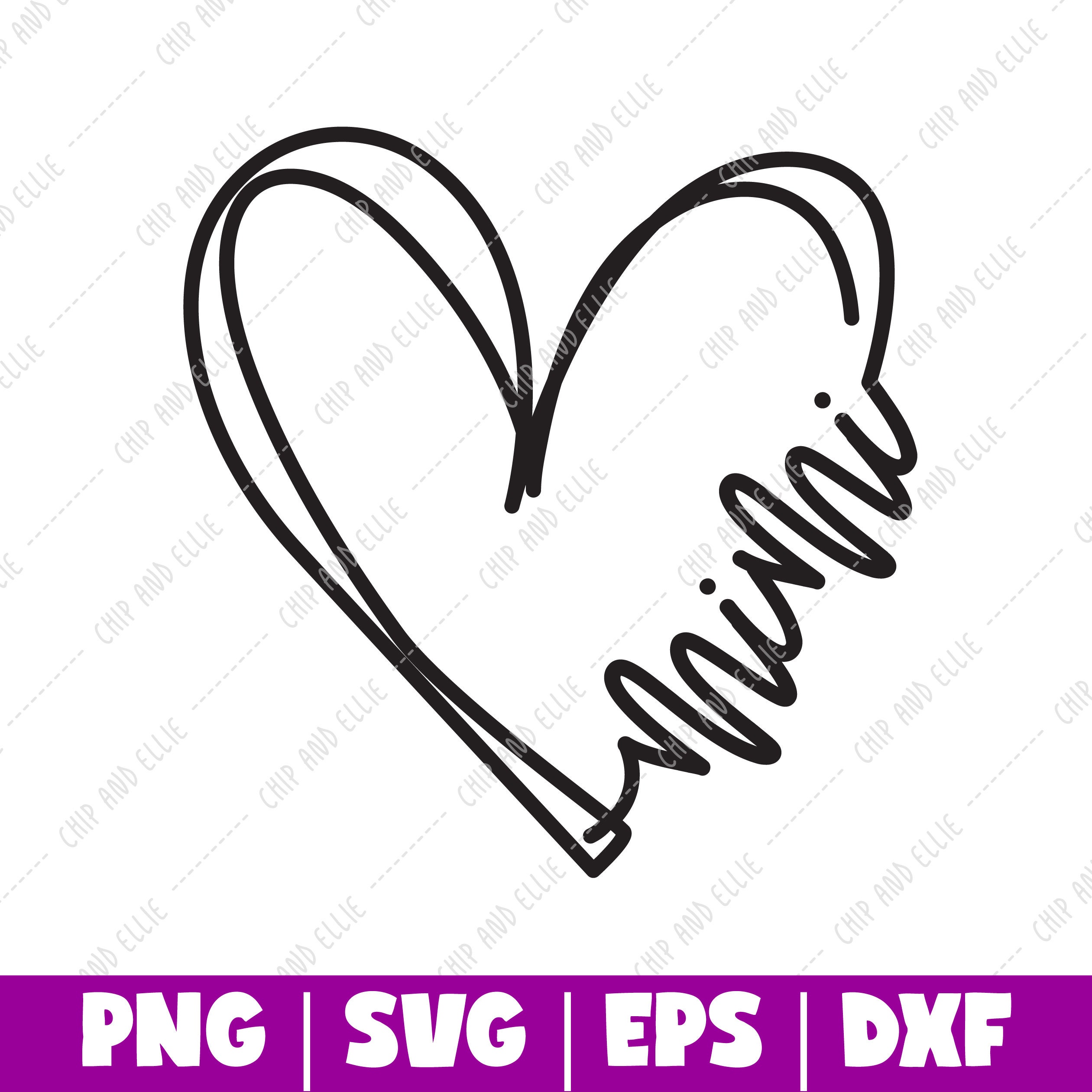 Mimi Heart Line Cut File Heart SVG Instant Download PNG | Etsy