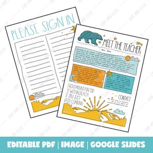 Mountains Meet the Teacher Flyer - Bonus Sign in Sheet - Google Slides ...