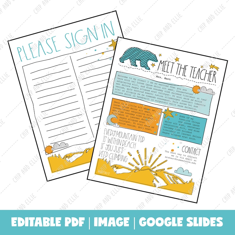 Mountains Meet the Teacher Flyer Bonus Sign in Sheet - Etsy